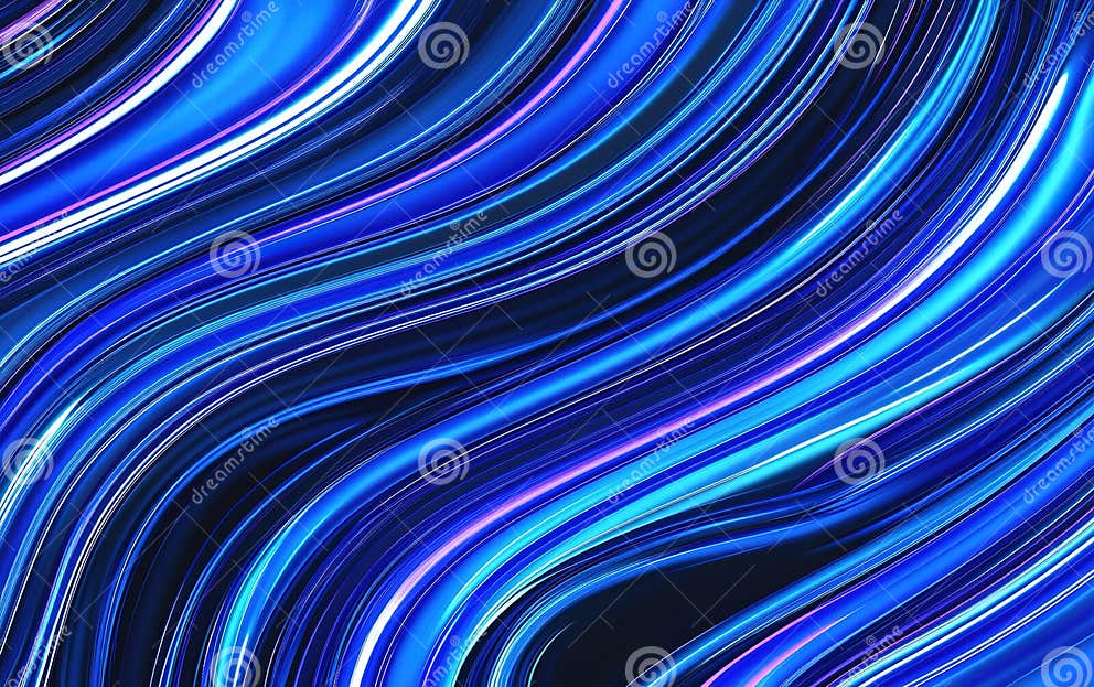 Vibrant Blue Light Trails Create a Dynamic Abstract Pattern on a Dark ...