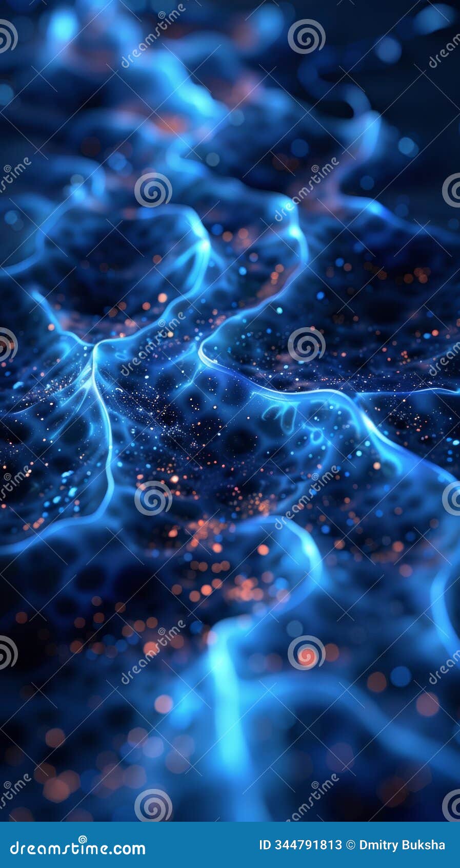 A Vibrant Blue and Orange Abstract Representation of Flowing Energy ...