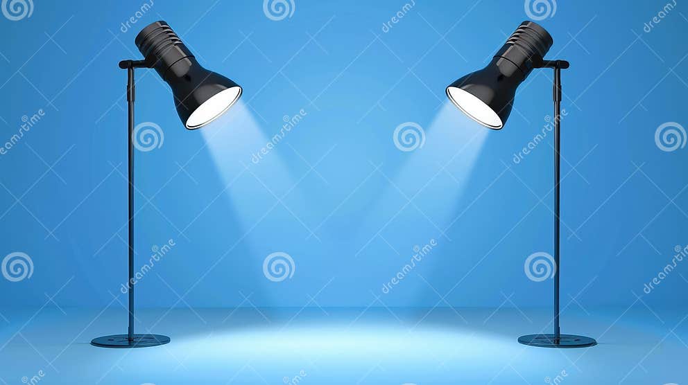 Vibrant Blue Spotlight Background with Stylish Studio Lamps for a ...