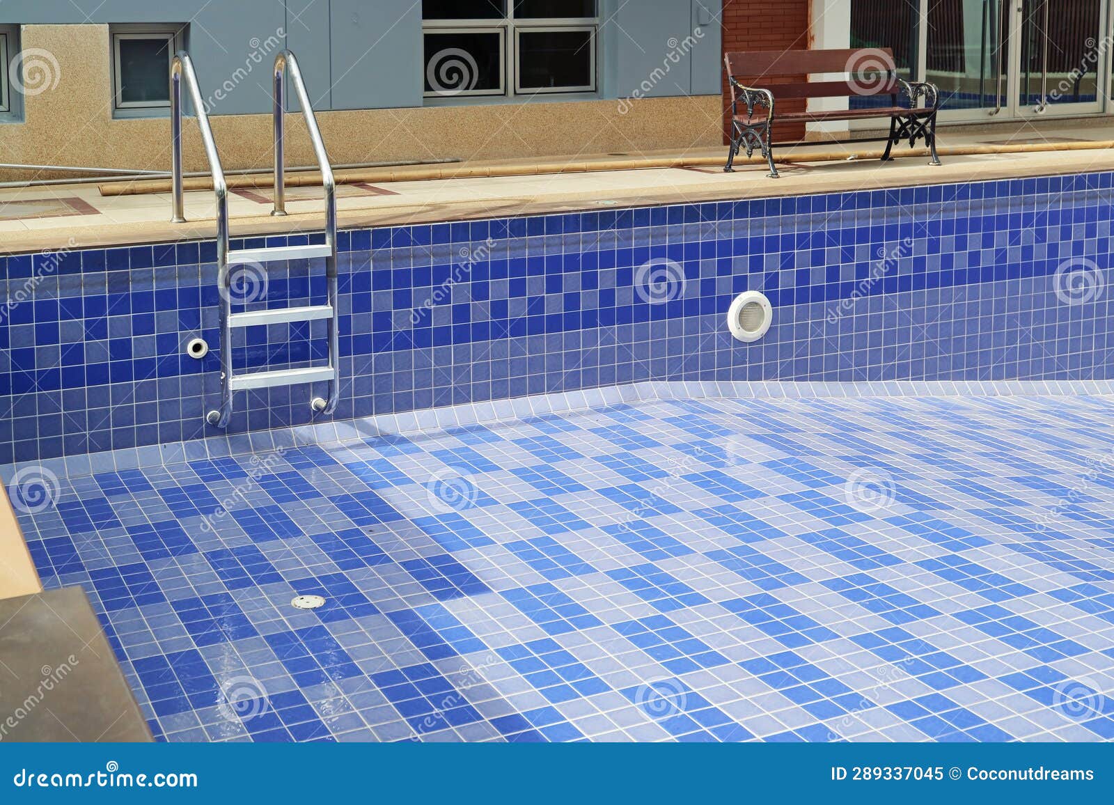 Blue Tiled Empty Swimming Pool before First Filling Stock Image - Image ...