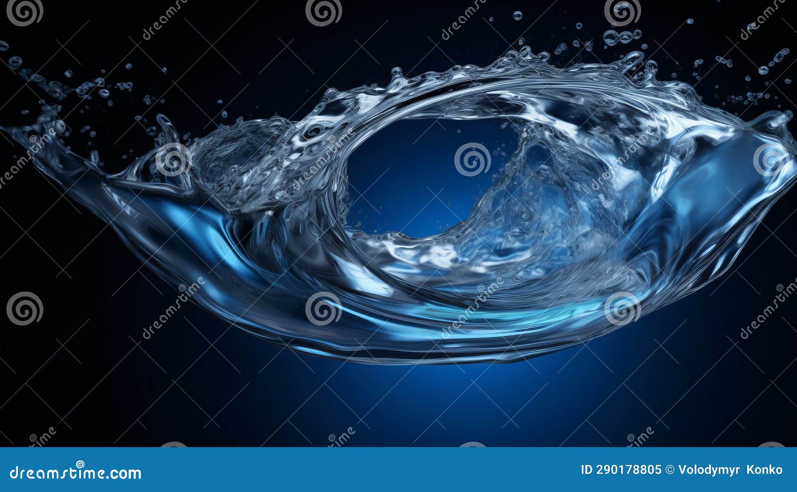 A Vibrant Blue Water Splash on a Dark Black Background. Generative Ai ...