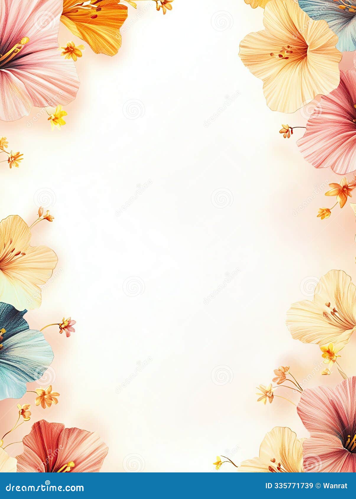 A Vibrant Border of Colorful Flowers Framing a Blank Space, Perfect for ...