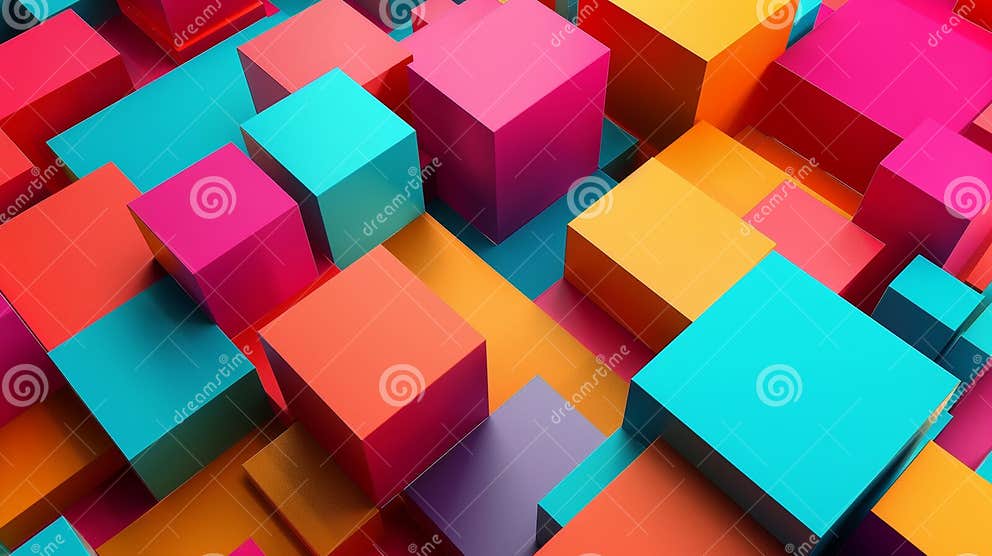 Vibrant Boxes with Precise Geometric Shapes Overlapping in a Bold and ...