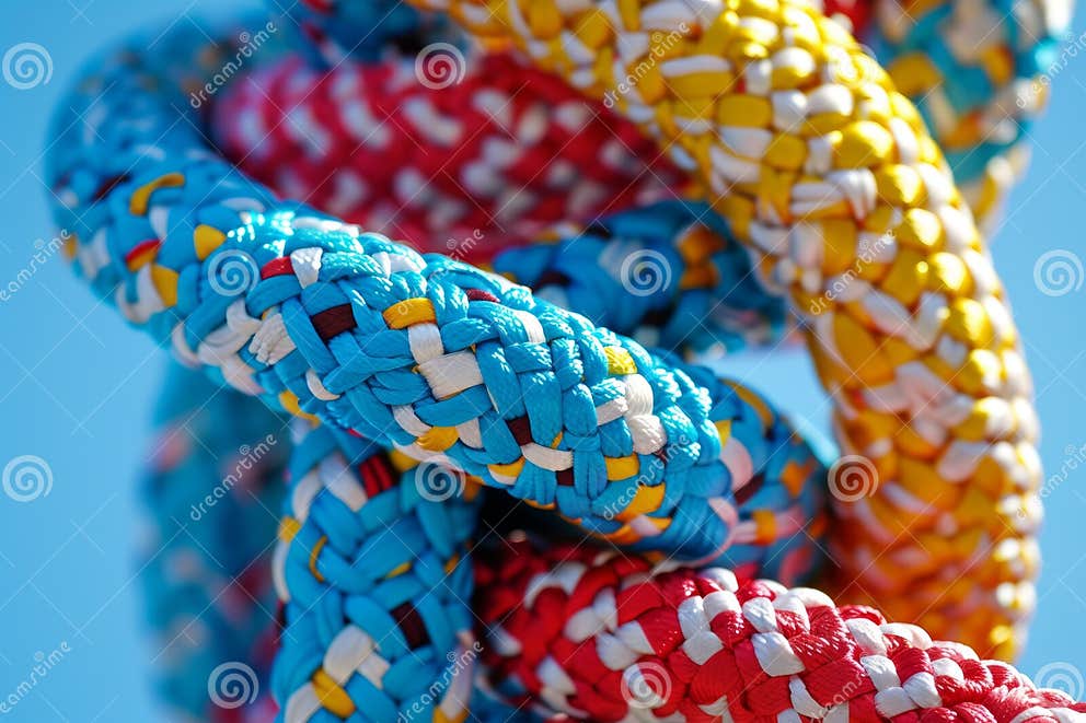 Vibrant Braided Ropes on White Surface Symbolizing Unity, Diversity ...