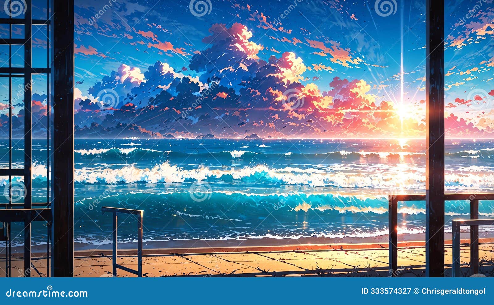 Vibrant Bright Fantasy World Anime Ai Generated Stock Illustration ...