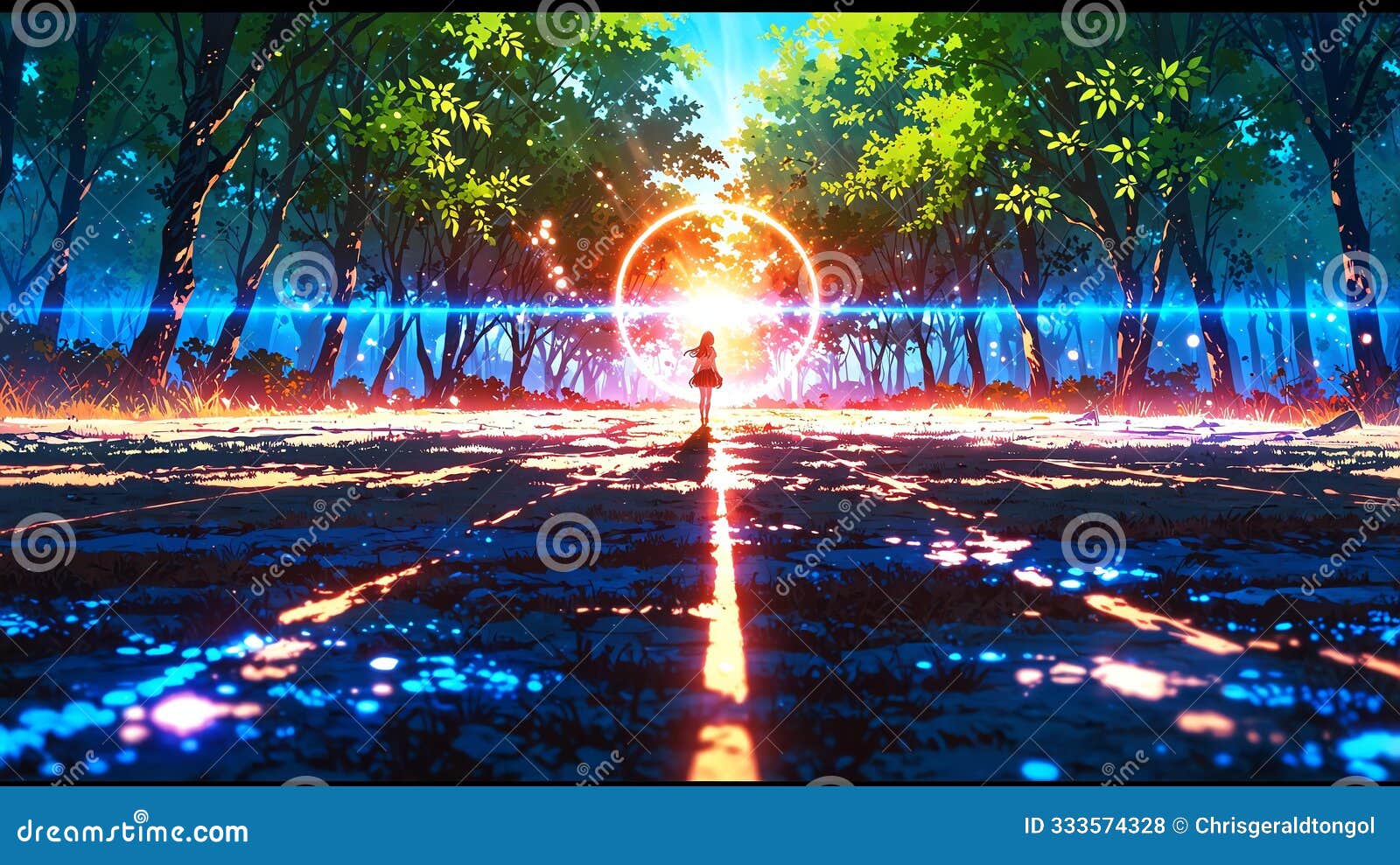 Vibrant Bright Fantasy World Anime Ai Generated Stock Illustration ...