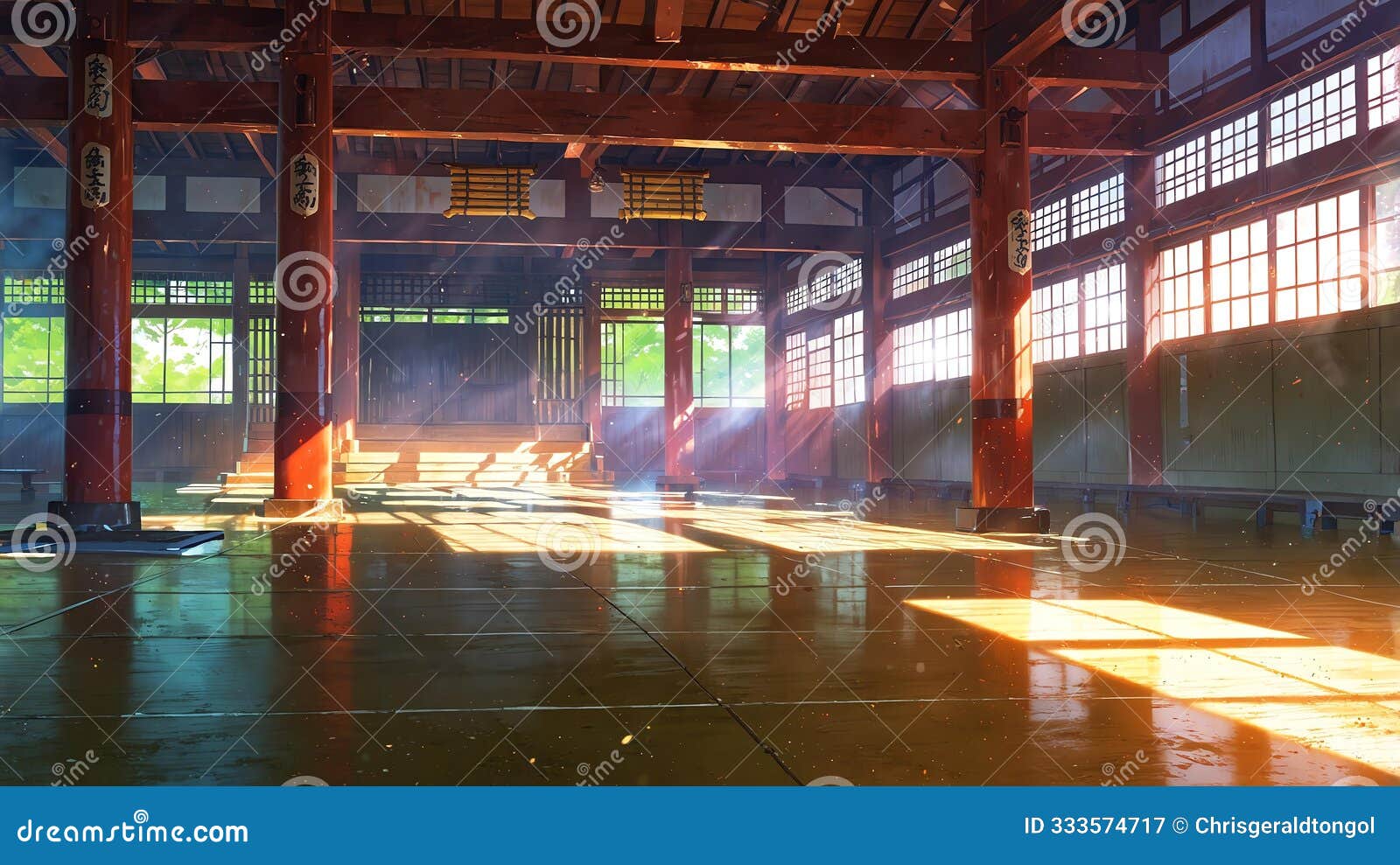 Vibrant Bright Front of a Dojo Anime Ai Generated Stock Illustration ...