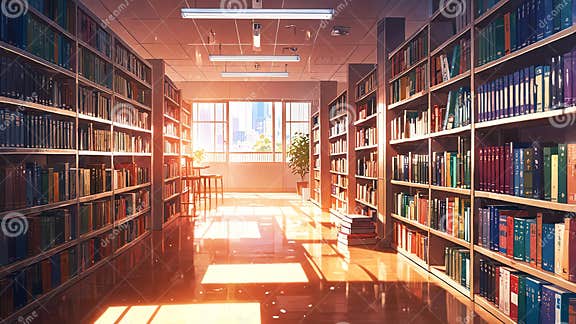 Vibrant Bright Library Anime Ai Generated Stock Illustration ...