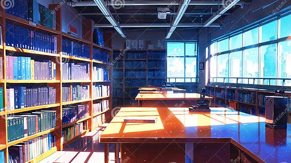 Vibrant Bright Library Anime Ai Generated Stock Illustration ...