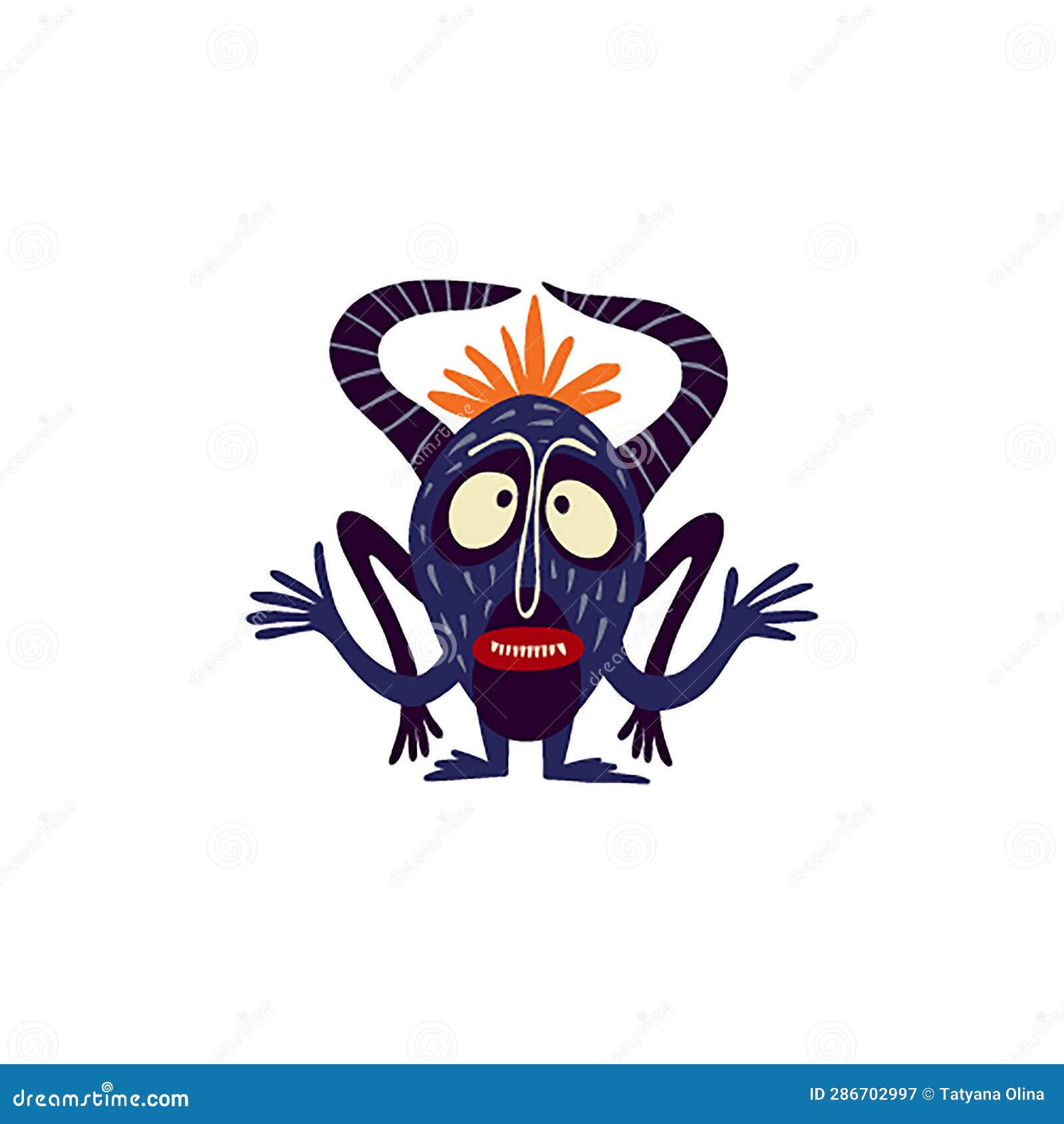 Vibrant Strange Demon with Creepy Face. Halloween Character. Character ...