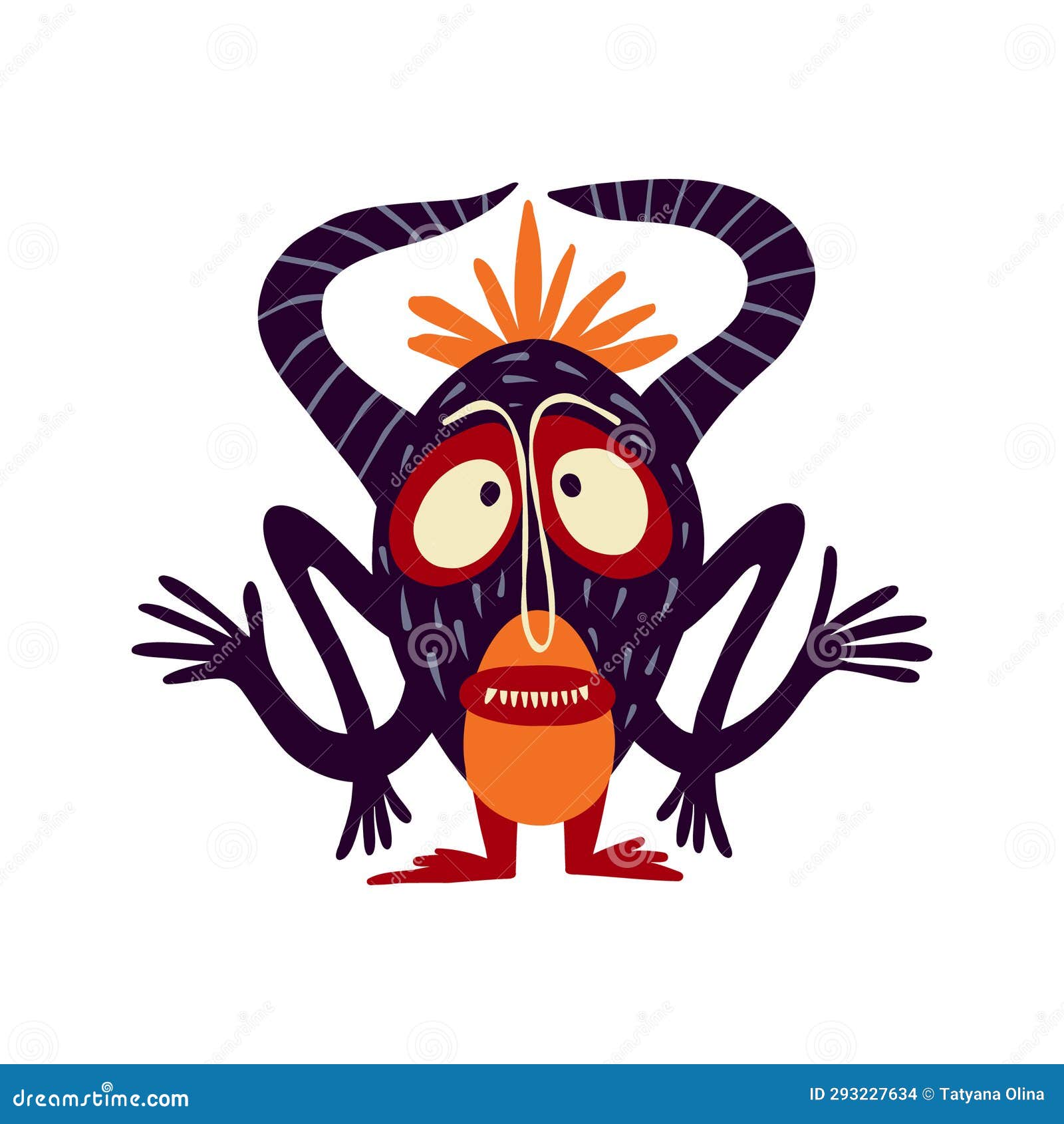 Vibrant Strange Demon With Creepy Face. Halloween Character. Character ...