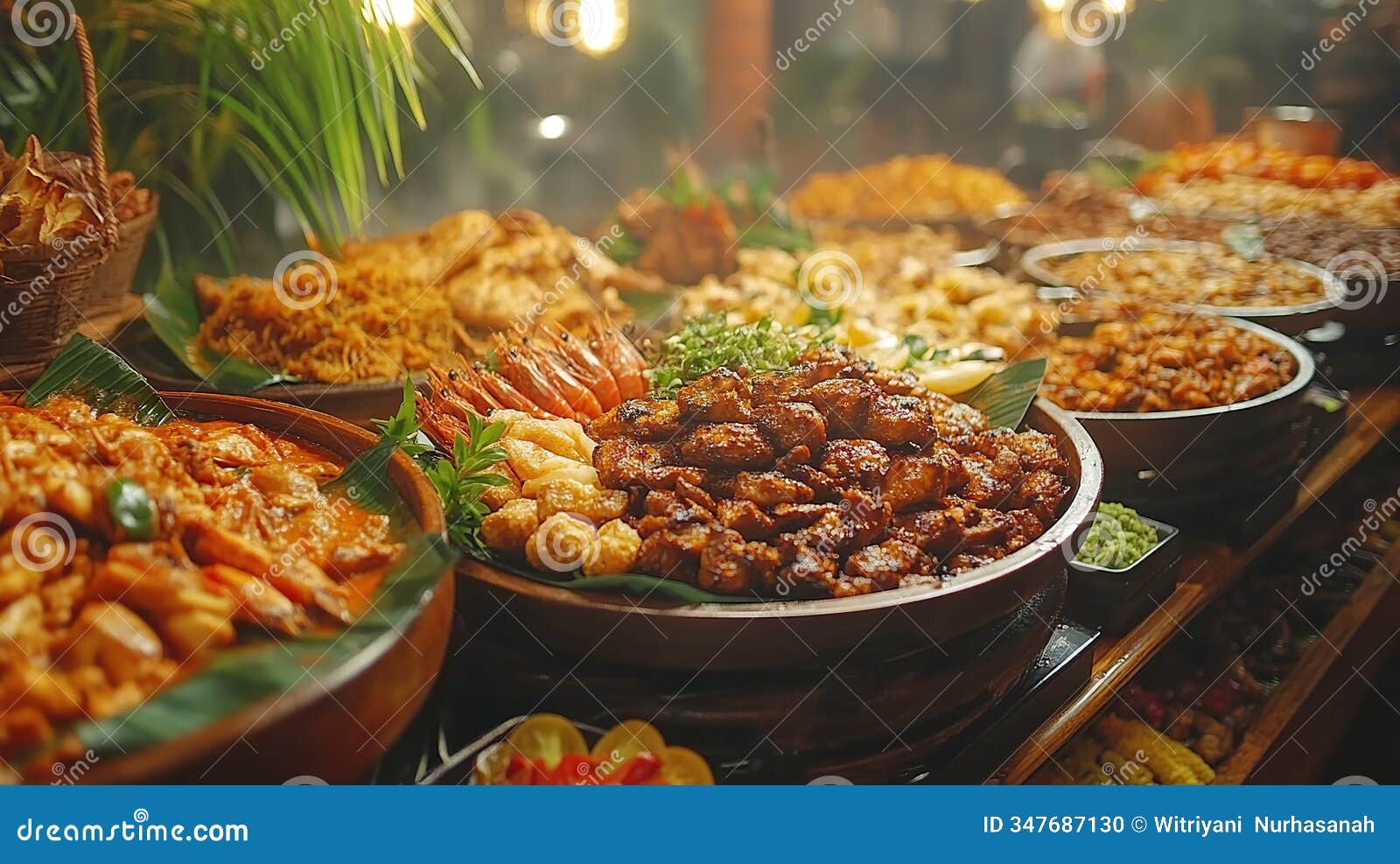 A Vibrant Buffet Table Displays an Array of Delicious Indonesian Dishes ...