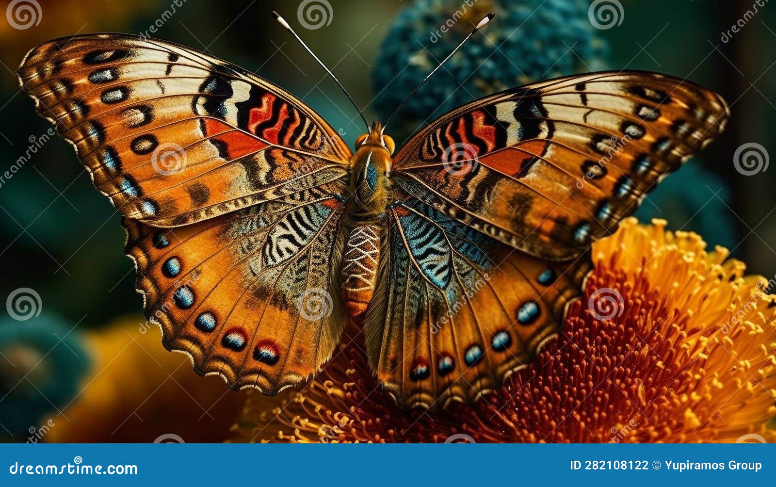 Vibrant Butterfly Wing in Multi Colored Pattern, Flying in Summer ...