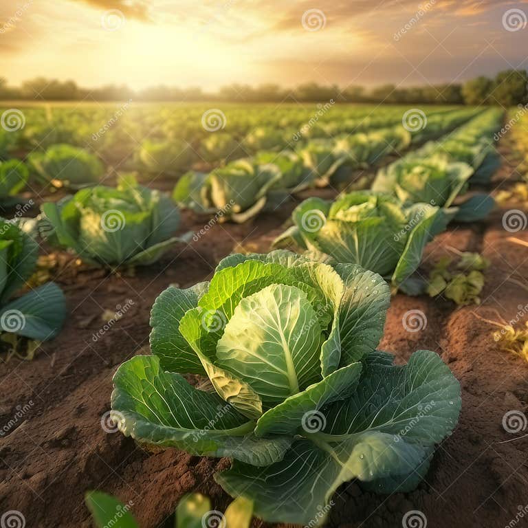 Verdant Cabbage Landscape: Nature S Green Tapestry Unveiled Stock Illustration - Illustration of ...