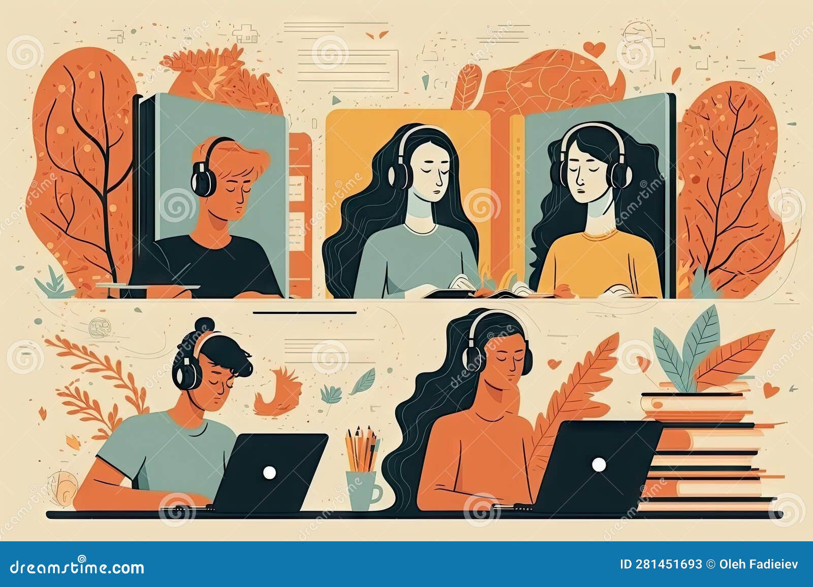 People in Call Center. Concept for Web Banners, Posters, Flyers Stock ...