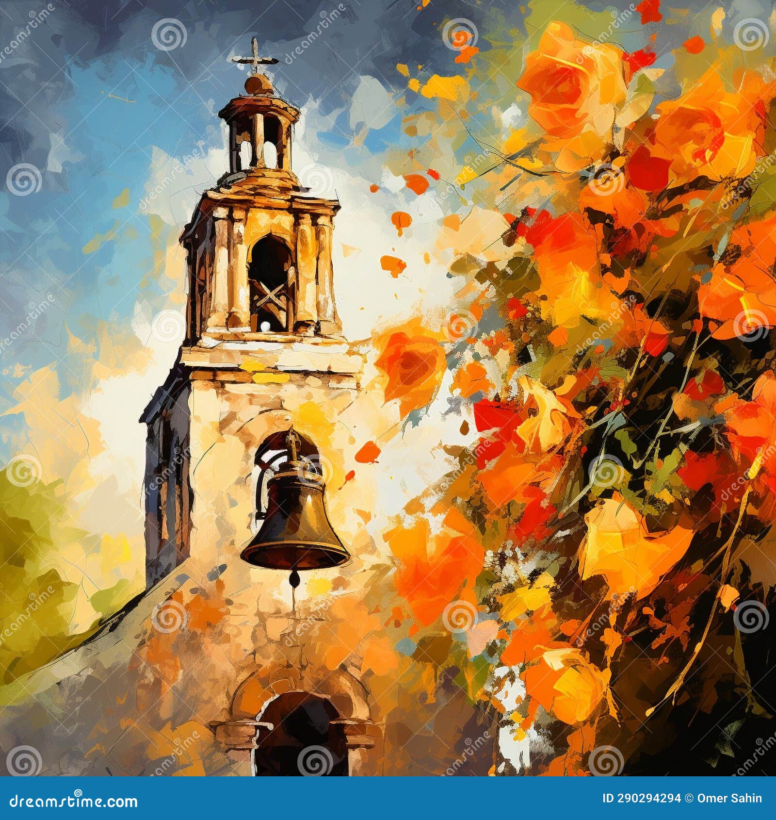 Vibrant and Captivating Bell Tower with a Unique Twist Stock Photo ...