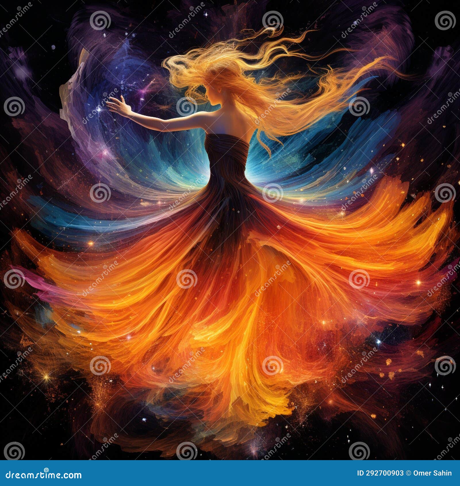 Vibrant And Captivating Cosmic Dance With Solar Flares Stock