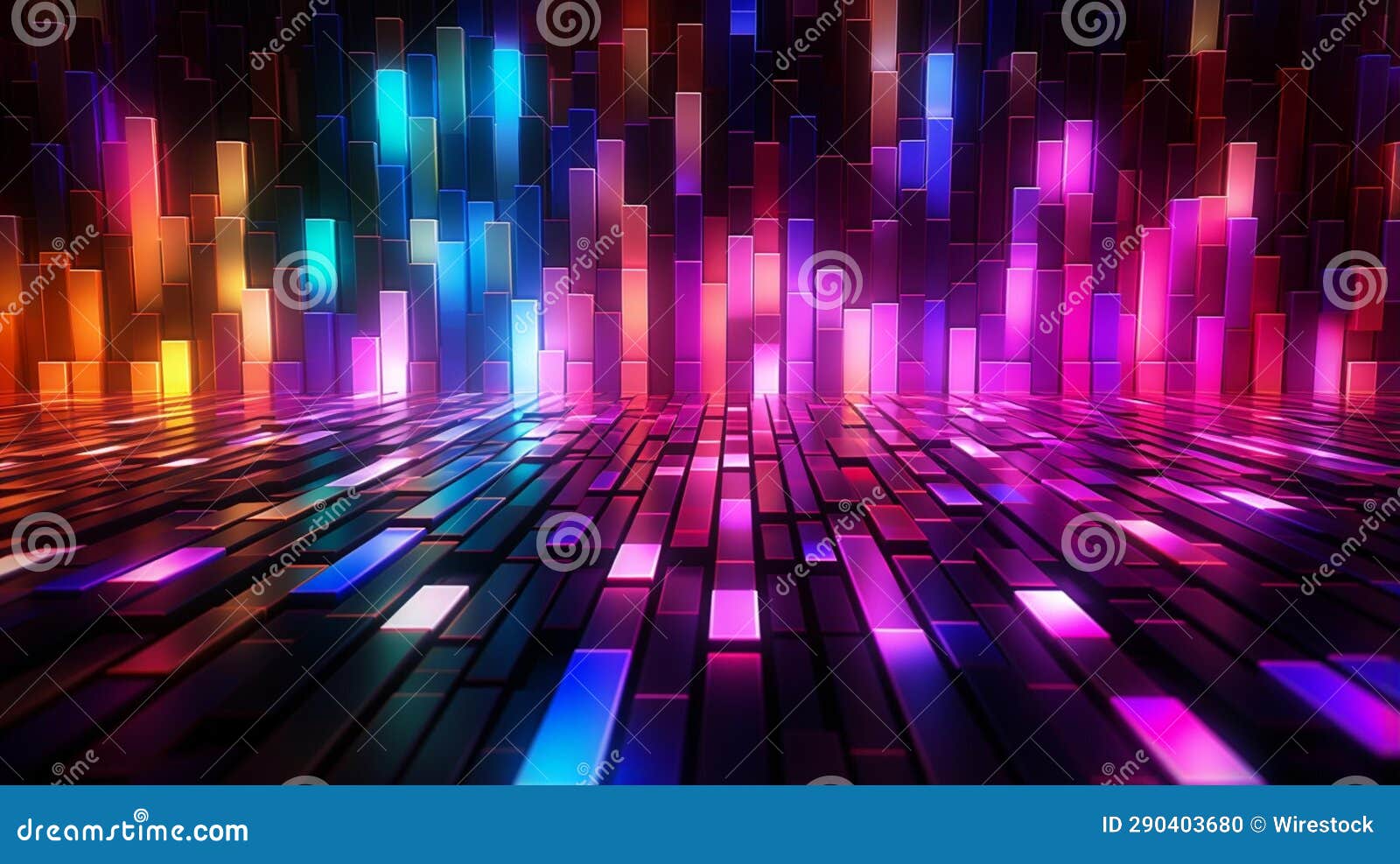 Colorful Neon Light on an Abstract Black Background with Lines and ...