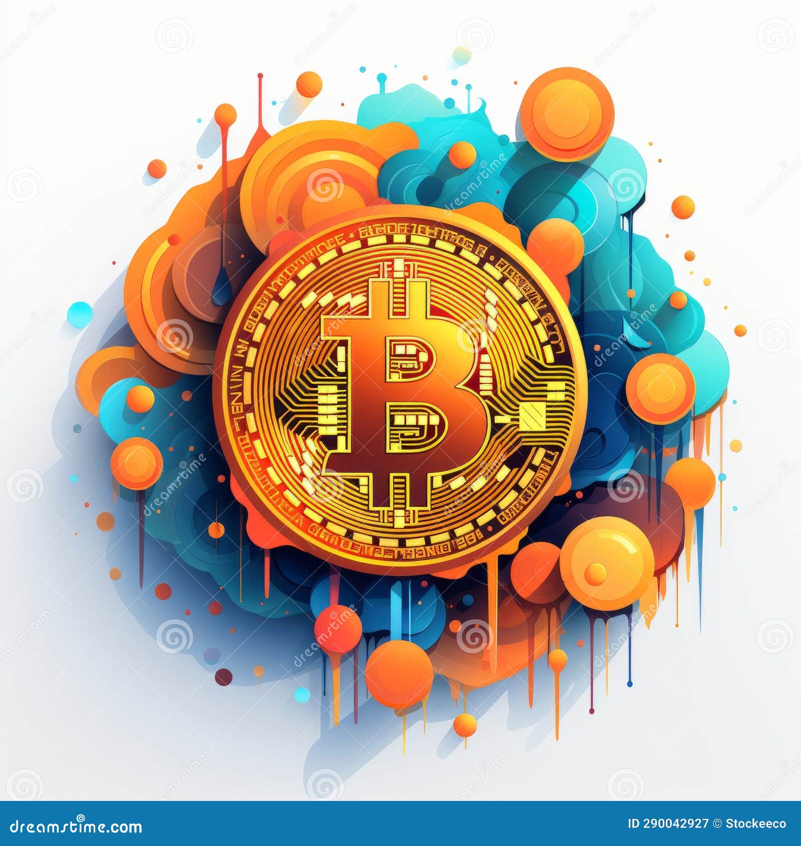 Bitcoin Abstract Illustration: Fluid Form with Vibrant Neon Colors ...