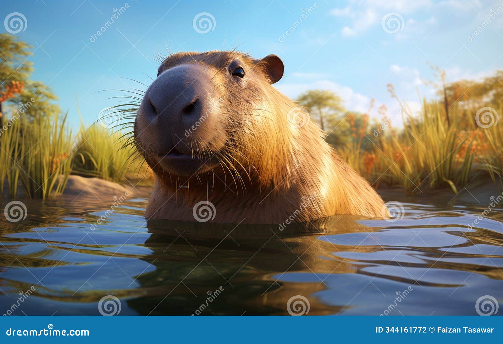 Vibrant Capybara Image on White Stock Photo - Image of water, vocal ...