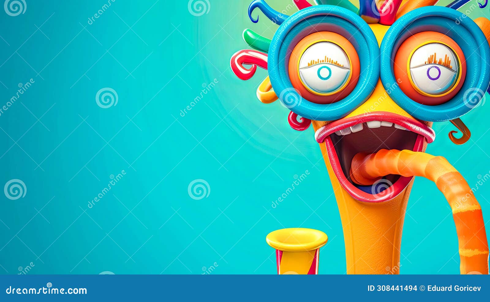 Vibrant Cartoon Character with Multiple Eyes and Spirals Stock Photo ...