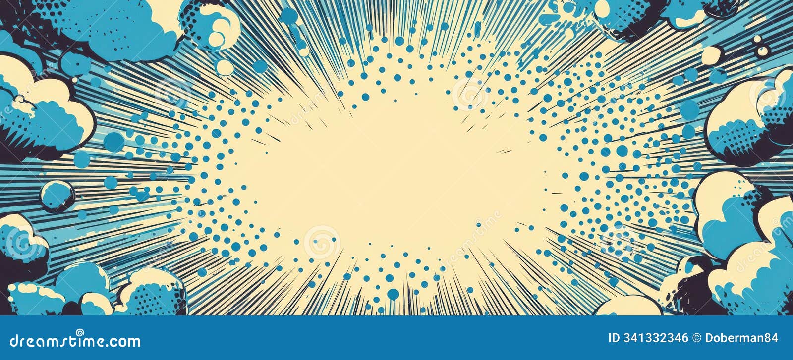 Vibrant Cartoon Comic Book Explosion Background with Dynamic Blue ...