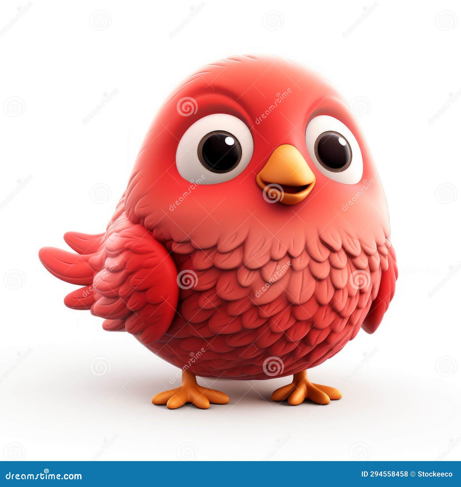Cute 3d Clay Red Bird Illustration Vector - Bill Gekas Style Stock ...