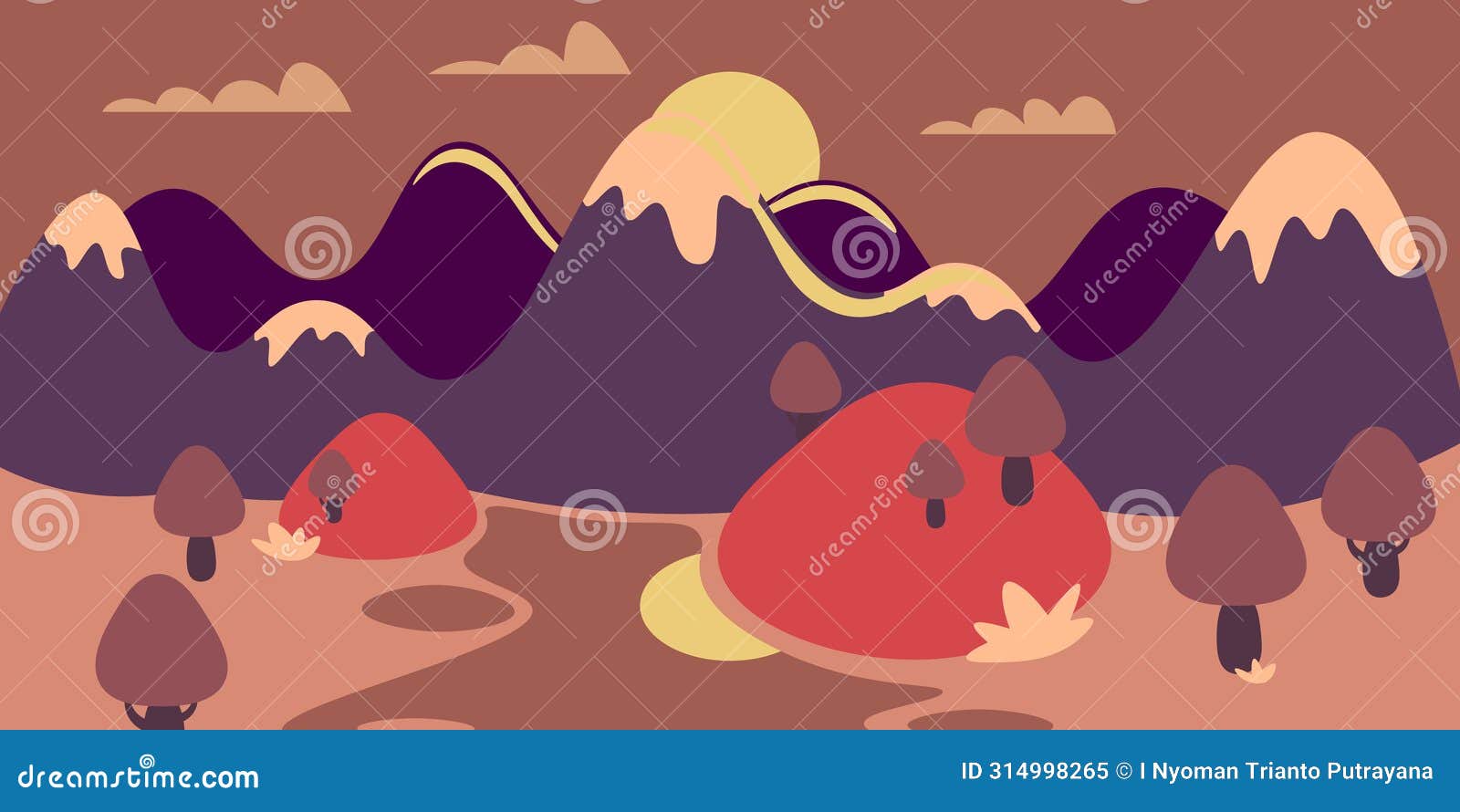 Vibrant Cartoon Illustration of a Mountain Stock Vector - Illustration ...