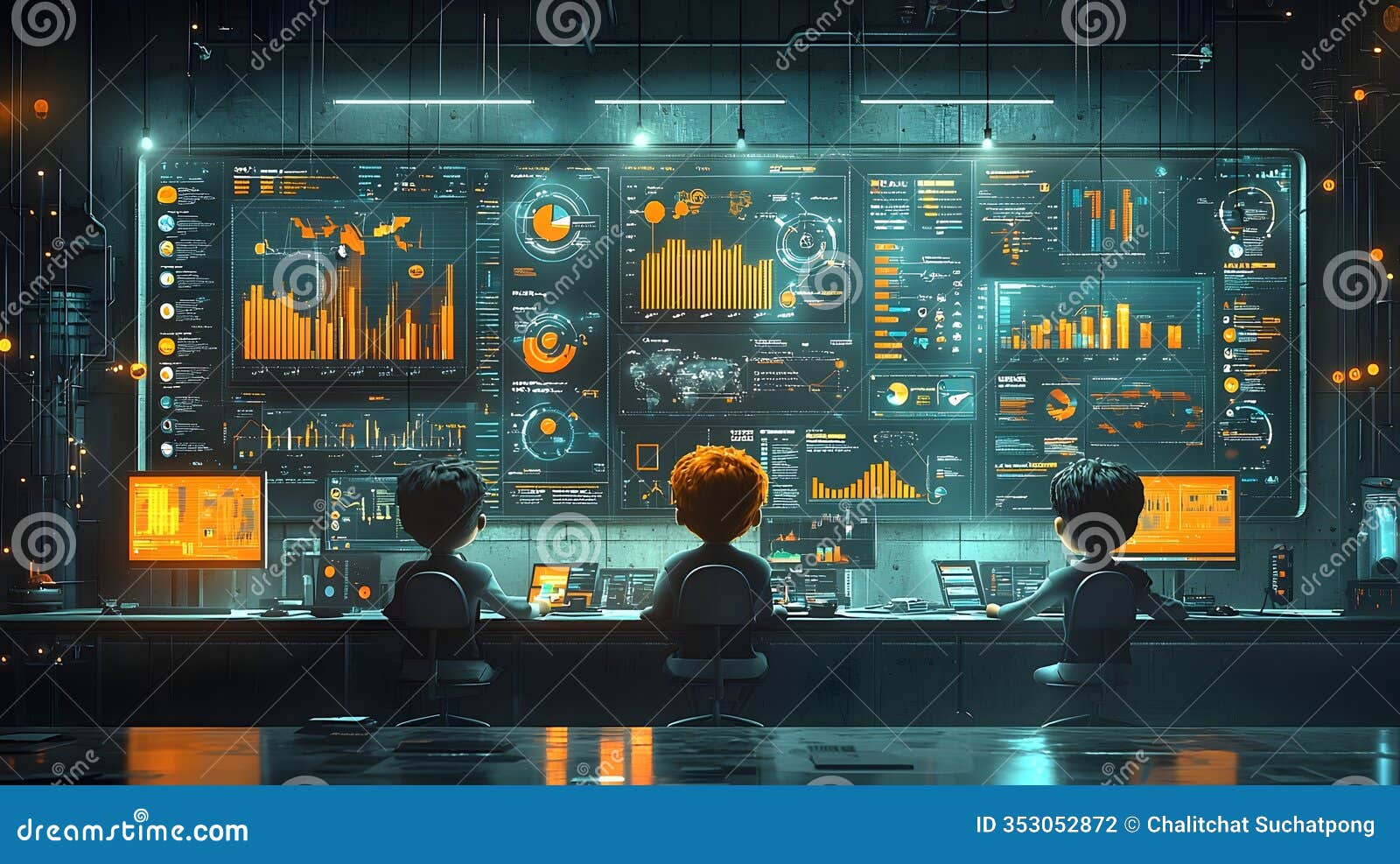 Cartoon Infographics Engaging in Data Visualization and Analytics Stock ...