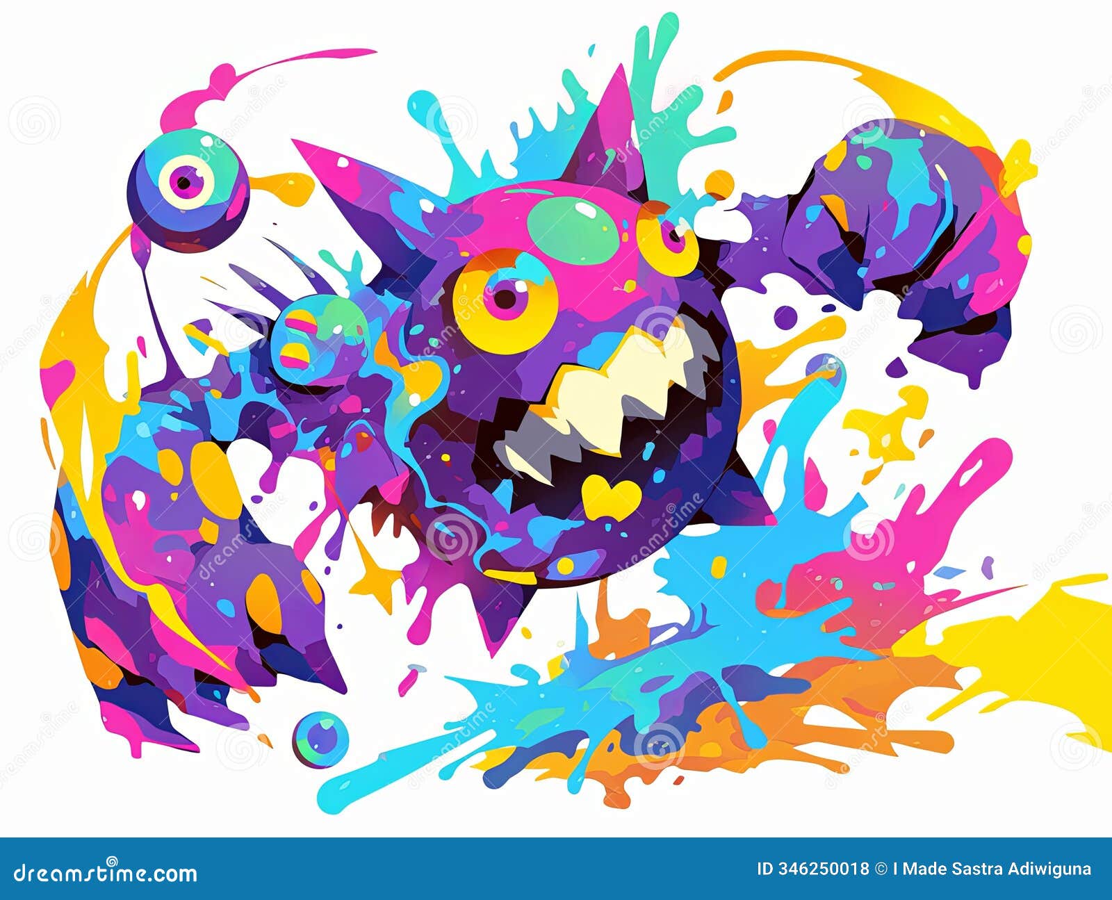 Monster With Multiple Eyes Cartoon Clipart Vector Illustration ...