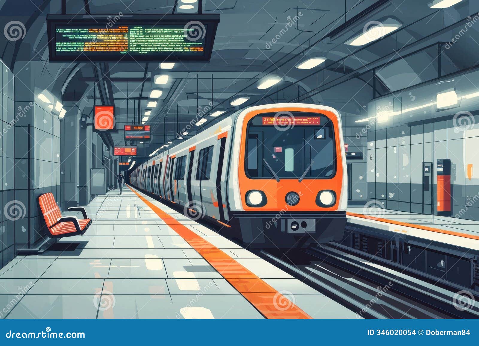 Colorful Subway Train Arriving at a Modern Urban Station Stock Photo ...