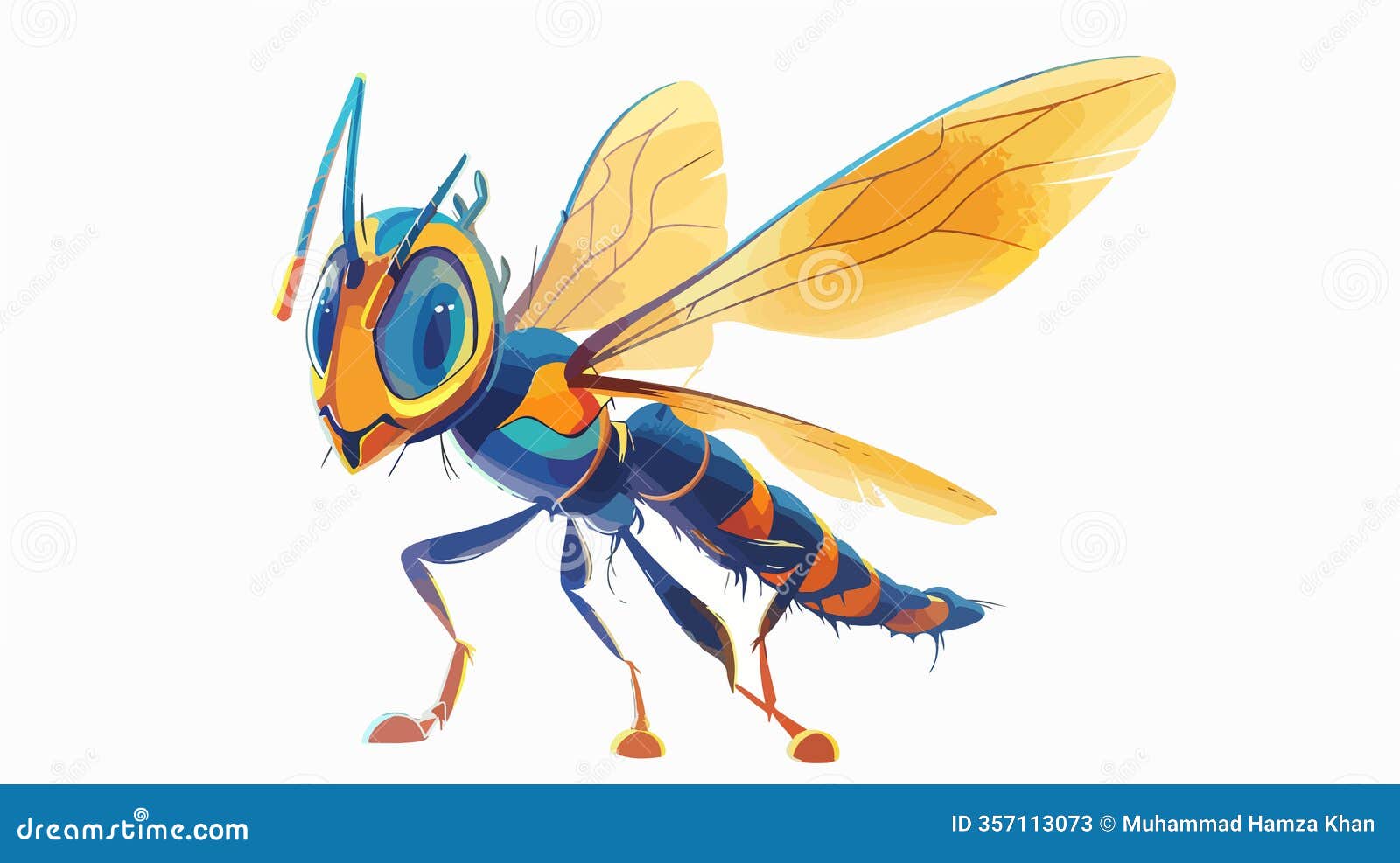 Vibrant Cartoon Wasp Animation Vector Illustration for Creative ...
