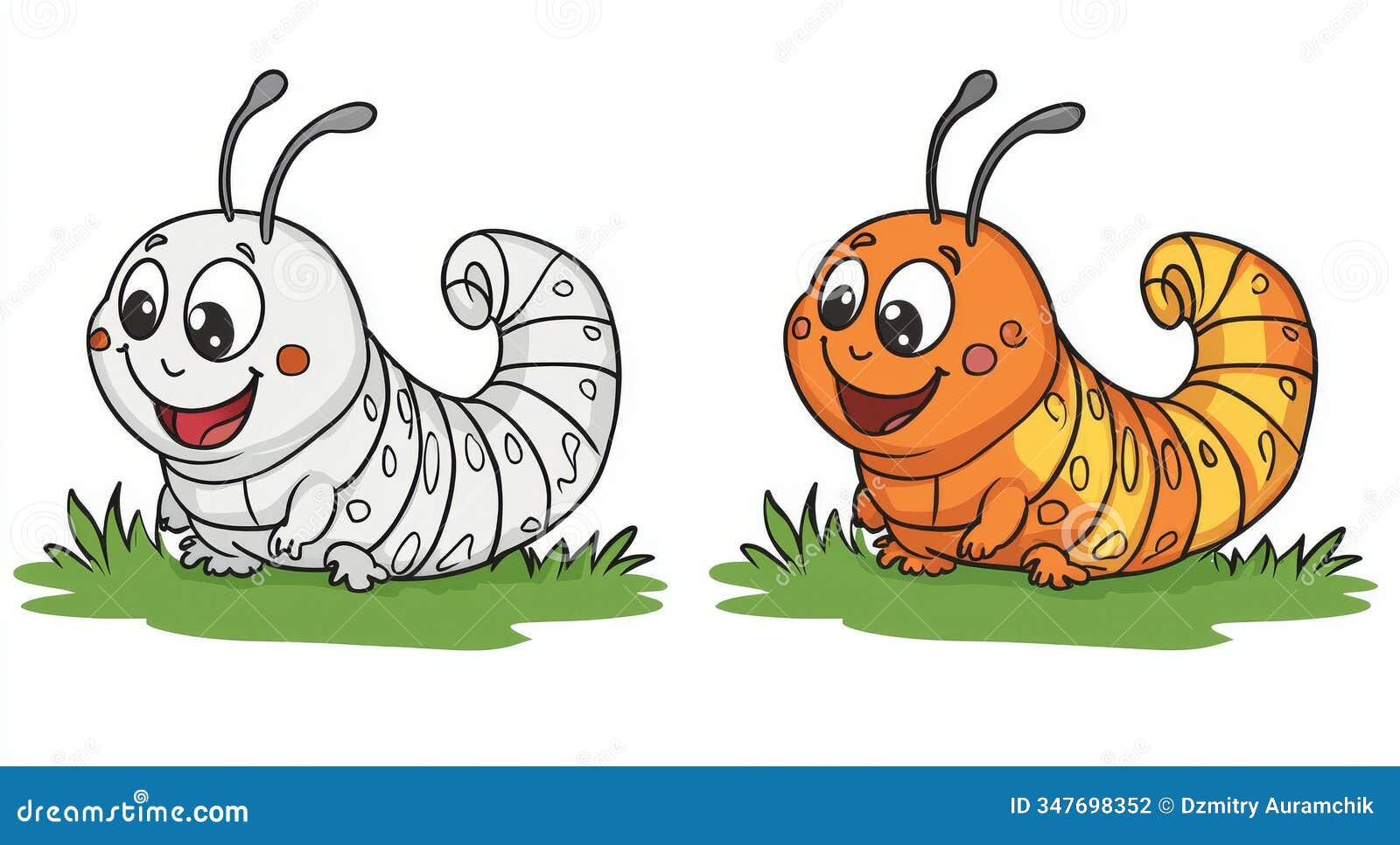 Vibrant Cartoon Worm Character with Outline Design Illustration Stock ...