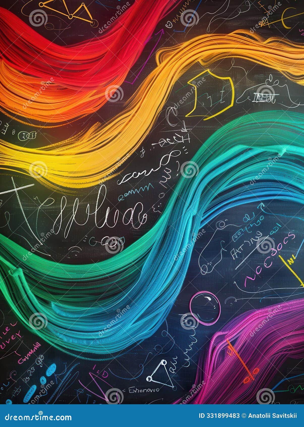 Vibrant Chalk Waves Intertwine with Scientific Formulas and Diagrams ...