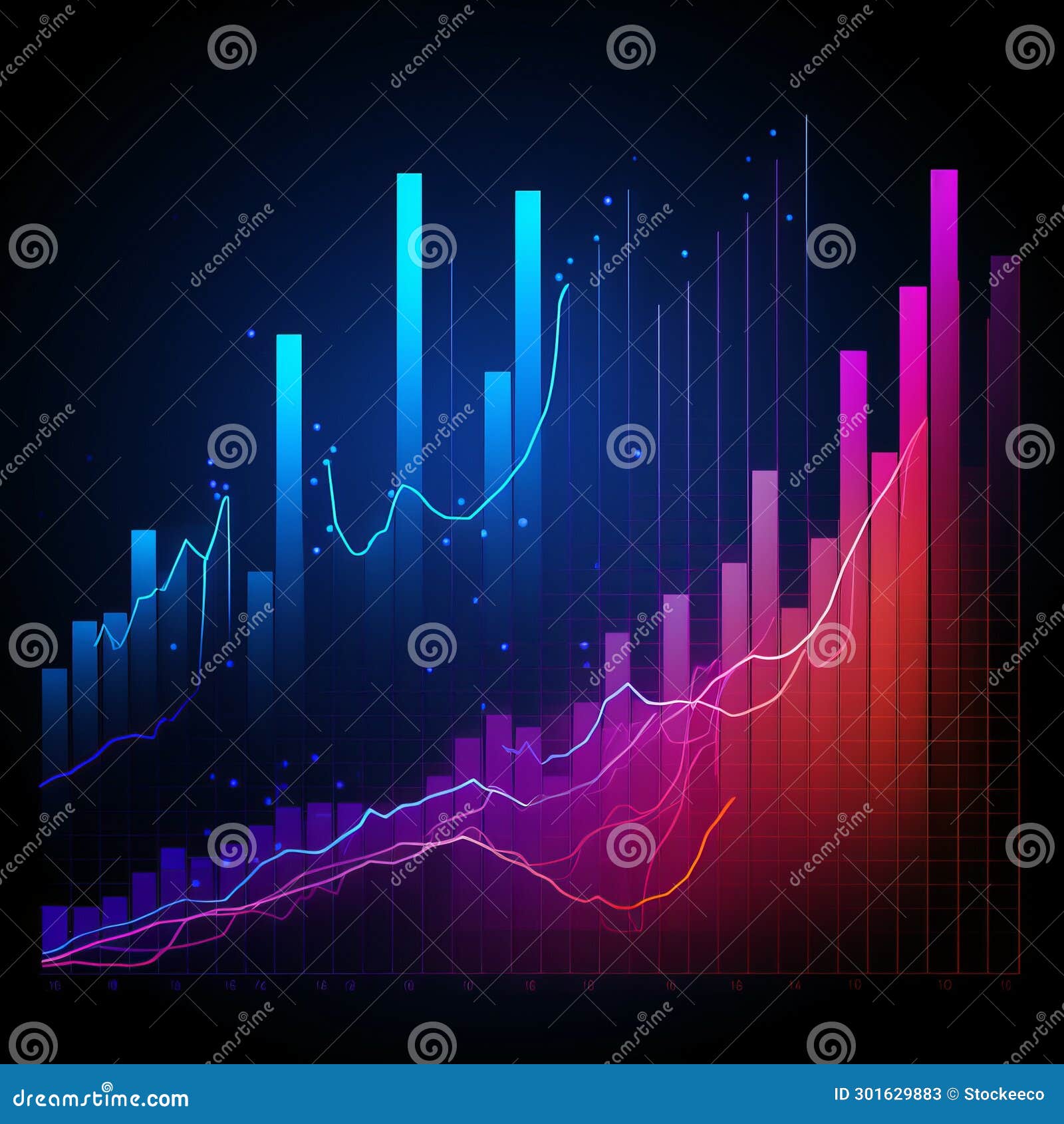 Vibrant Graphs: a Fusion of Realism and Fantasy Stock Illustration ...