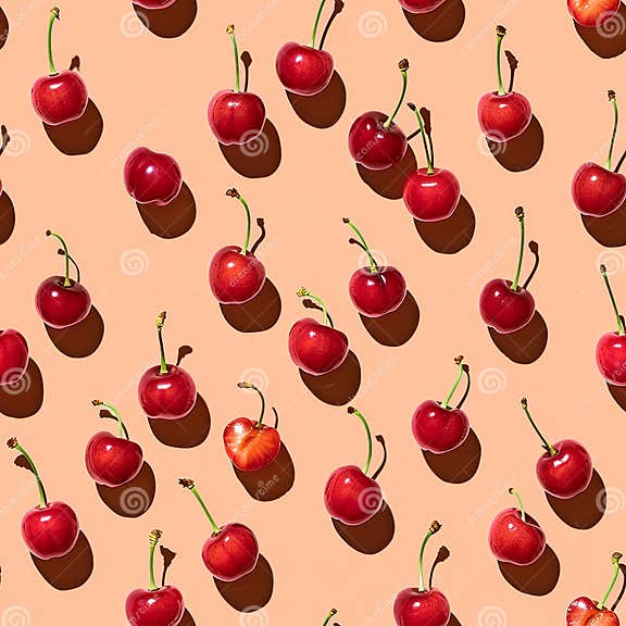 Vibrant Cherry Fruit Pattern Design Stock Illustration - Illustration ...