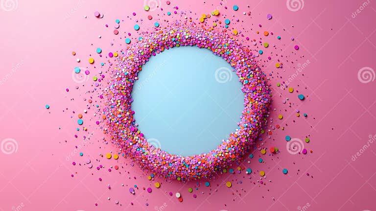 Vibrant Circular Candy Explosion on Pink Background Stock Image - Image ...