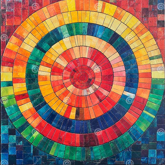 Vibrant Circular Color Wheel with Radiant Patterns and Textures Stock ...