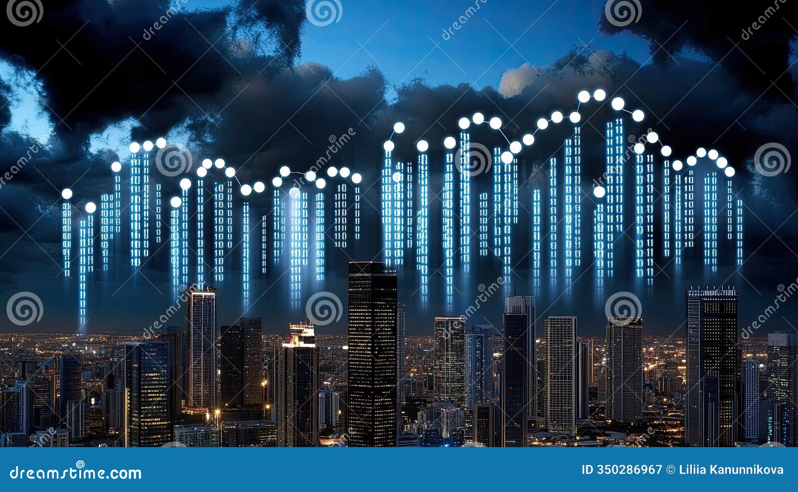 A Vibrant City Skyline Illustrates the Integration of Technology with ...
