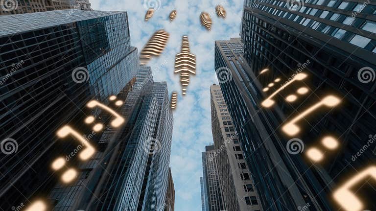 A Vibrant City Skyline Illustrates the Integration of Technology with ...