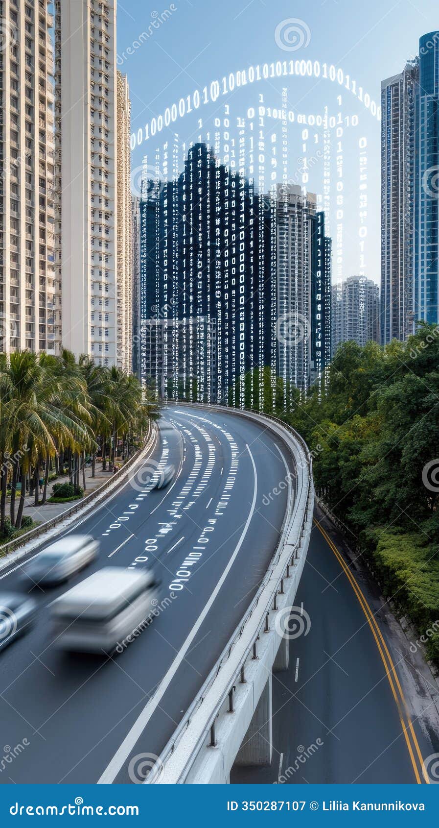 A Vibrant City Skyline Illustrates the Integration of Technology with ...