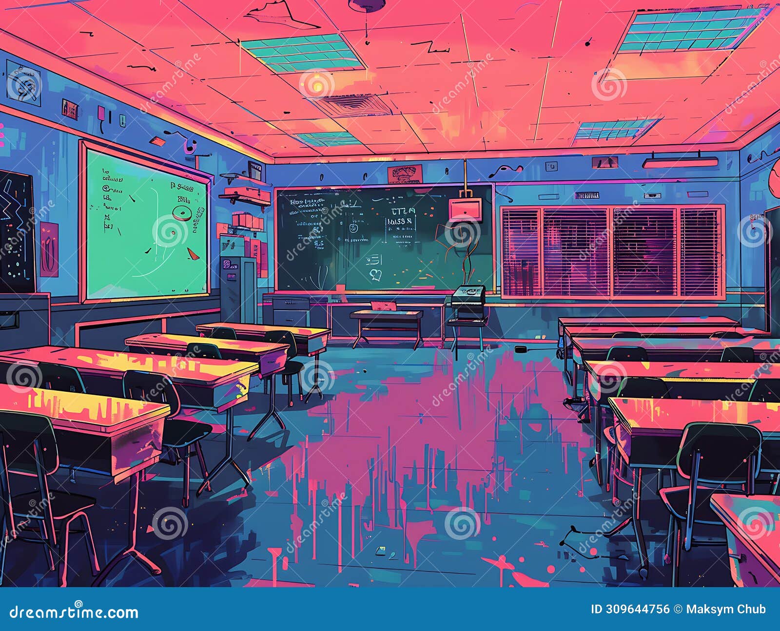 Vibrant Classroom: a Colorful and Artistic Representation of a Modern ...