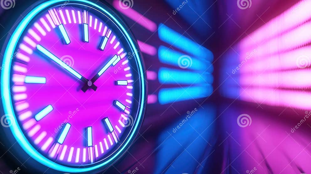 Vibrant Clock with Luminous Patterns Creates Mesmerizing Effect Stock ...