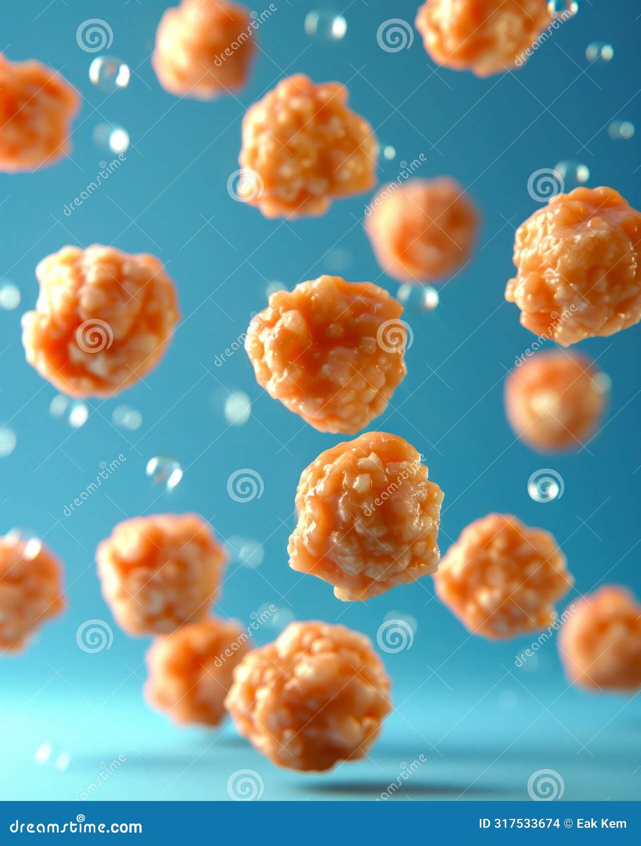 Vibrant Close Up of Floating Orange Clusters with Bubbles on a ...