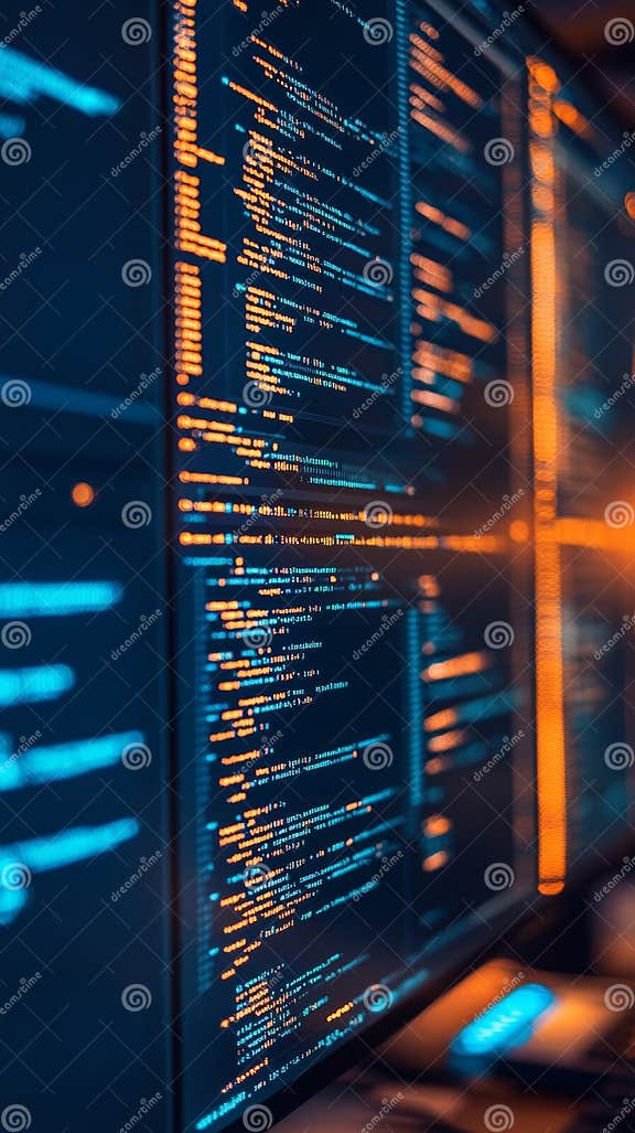 Vibrant Code Displayed on Illuminated Computer Screens Stock Photo ...