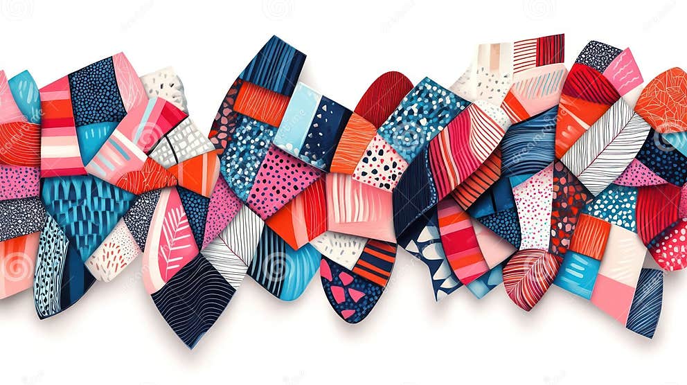 A Vibrant Collage of Colorful Patterns and Textures Arranged in a Wavy ...