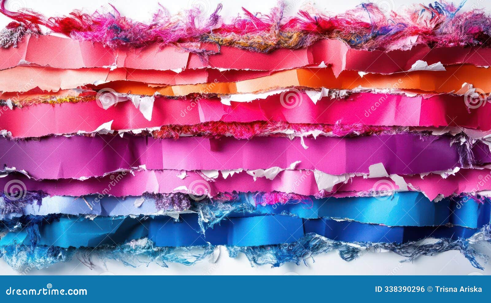 A Vibrant Collage of Torn Paper Strips in Various Colors and Textures ...