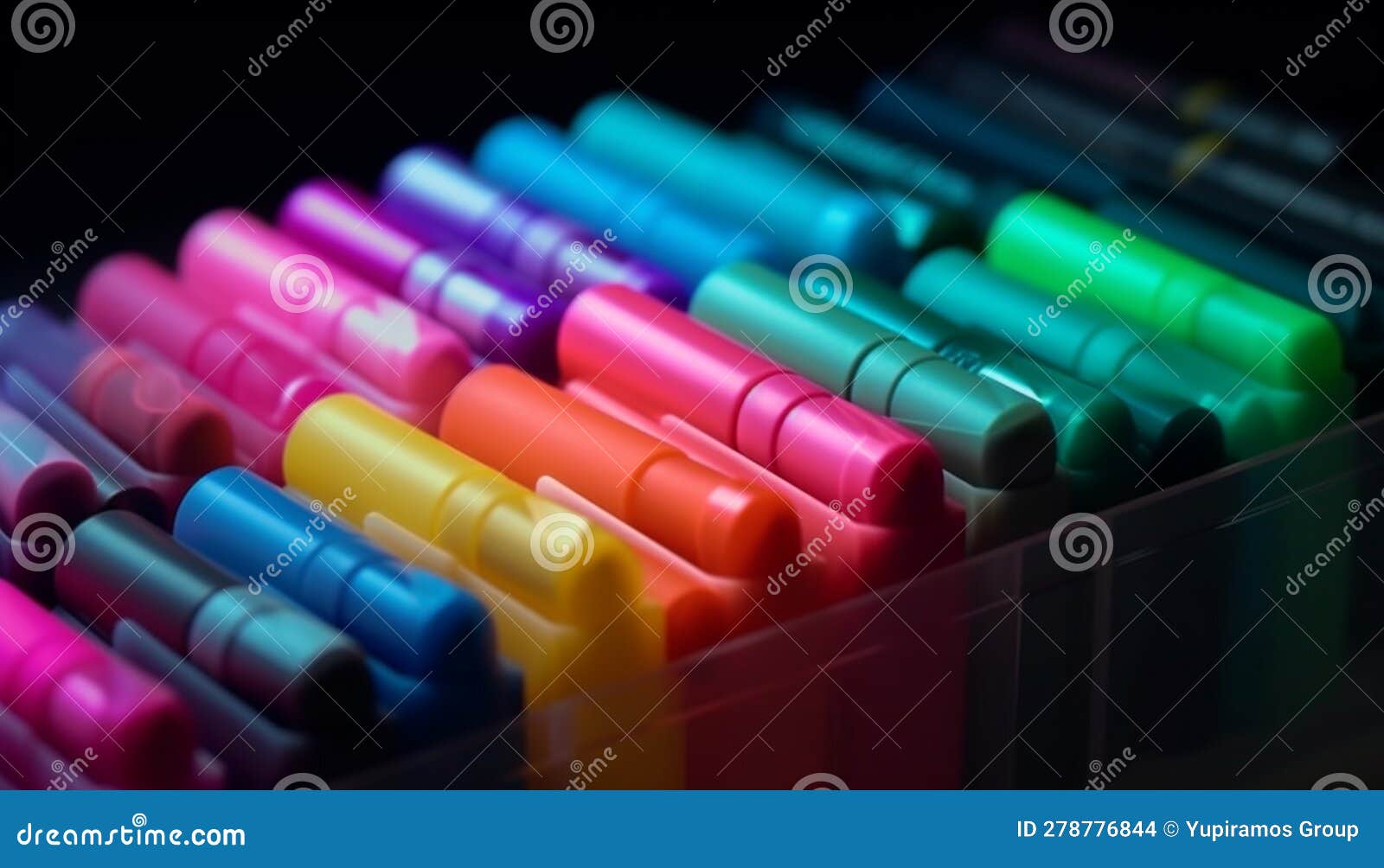 A Vibrant Collection of Colorful Pens in a Row, Shiny Generated by AI ...