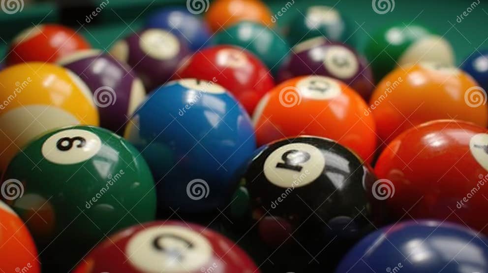 A Vibrant Collection of Colorful Pool Balls on a Table Stock ...