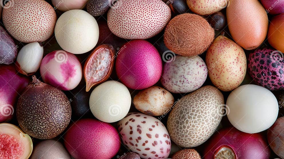 Colorful Assortment of Unique Eggs Showcasing Various Textures and ...